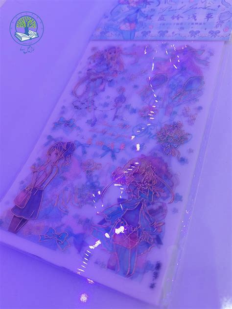 برچسب استیکر چهار برگ فانتزی انیمه‌ای طلاکوب کارت پستال بسیار زیبا