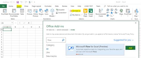 Installing Microsoft Flow Addin For Excel And Selected Row Email Demo