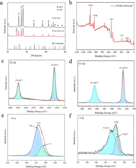 A Xrd Spectrum Of Pvdf Zno Pvdf Zno Cus B Xps Spectra Of Download Scientific Diagram