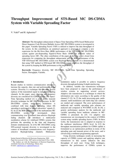 pdf throughput improvement of sts based mc ds cdma system with