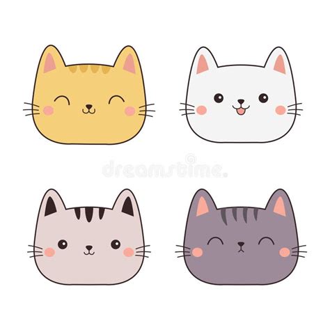 Cute Cat Character Different Emotions Stock Illustrations 802 Cute