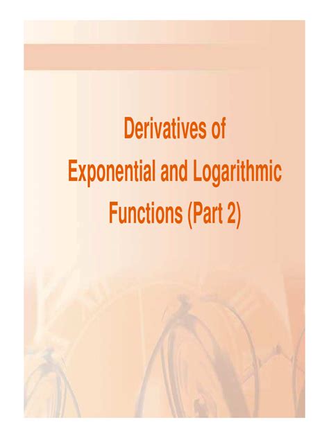 Endcal30 Notes 5 1 Differentiation Of Exponential And Logarithmic Functions Part 2 Pdf