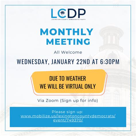 Lcdp Monthly Meeting Virtual Only Lexington County Democrats