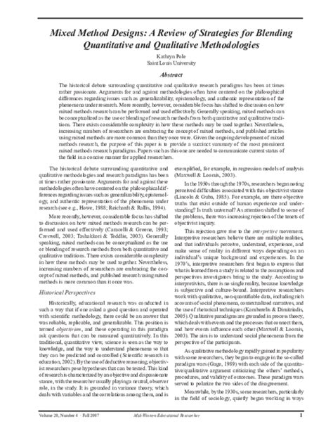 Pdf Mixed Method Designs A Review Of Strategies For Blending Quantitative And Qualitative