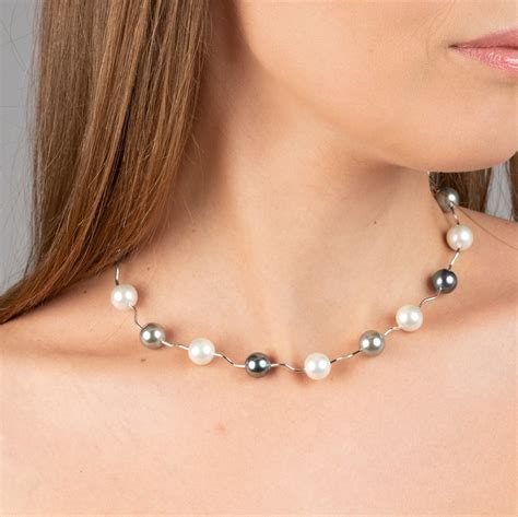 Silver Necklace With Pearls
