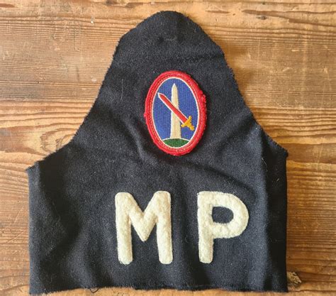 U S Wwii Military Police Brassard With Unit Patch In Top Condition