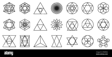 Set Of Sacred Geometry Icons Geometry Outline Shapes Isolated On White Background Stock Vector