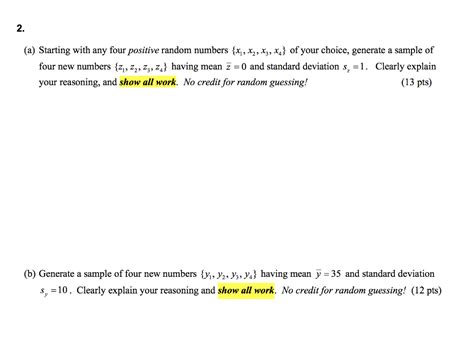 Solved 2 A Starting With Any Four Positive Random Numbers