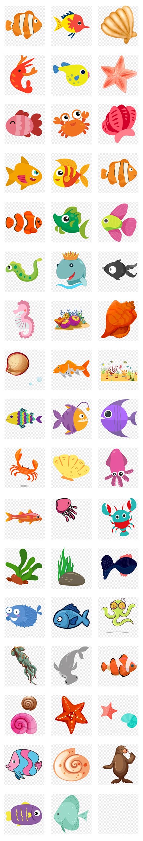 卡通海底世界小鱼鱼群热带鱼海豚png素材 花瓣网