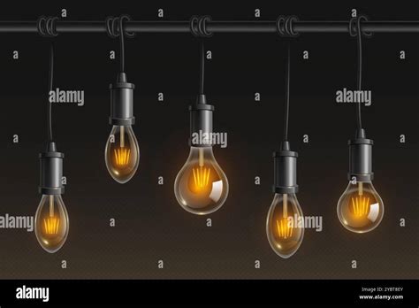 Vintage Edison Bulb Light With Filament Realistic Vector Retro Ceiling Hanging Incandescent