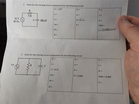 Solved Solve For The Missing Circuit Components For The