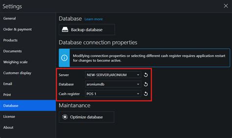 Change Database Server Aronium Help Center
