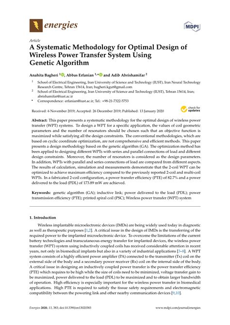 Pdf A Systematic Methodology For Optimal Design Of Wireless Power Transfer System Using