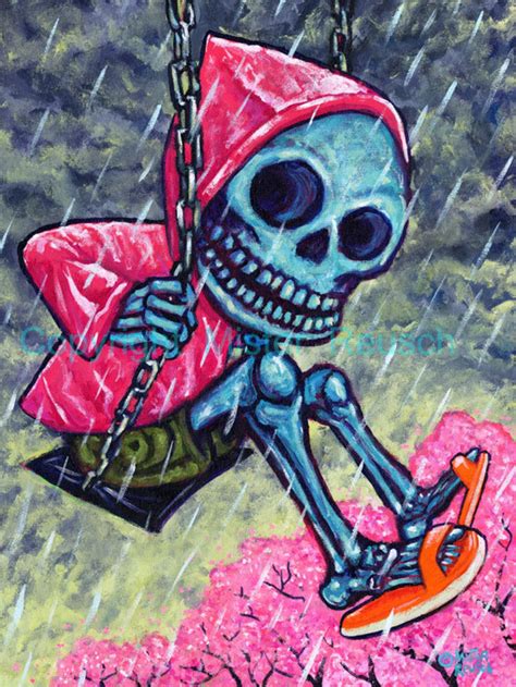 Spring Skeleton Girl On Swingset Year Of The Dead Signed Print Etsy