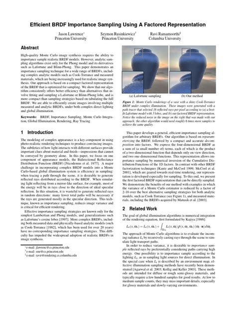 efficient brdf importance sampling using a factored representation