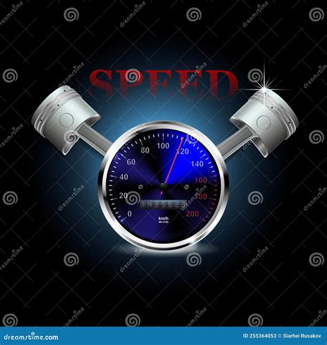 Realistic 3d Vector Racing Background Speedometer And Pistons Stock Vector Illustration Of