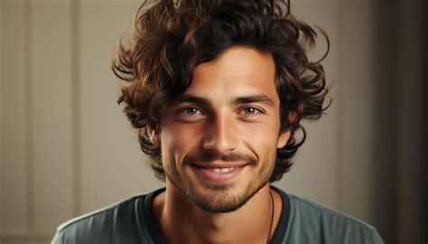 Ai Generated Smiling Young Man With Brown Hair Exudes Confidence And