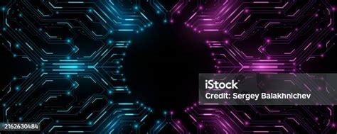 Futuristic Scifi Banner With Glowing Circuit Board Hitech Cpu Panel With Light Effects Modern