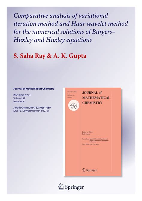 Pdf Comparative Analysis Of Variational Iteration Method And Haar Wavelet Method For The