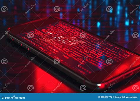 Smartphone Displaying Red Coding Script On Screen Stock Illustration Illustration Of Digital