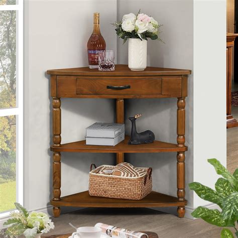 Small Corner Table Wood Triangle Side Table For Small Spaces Living