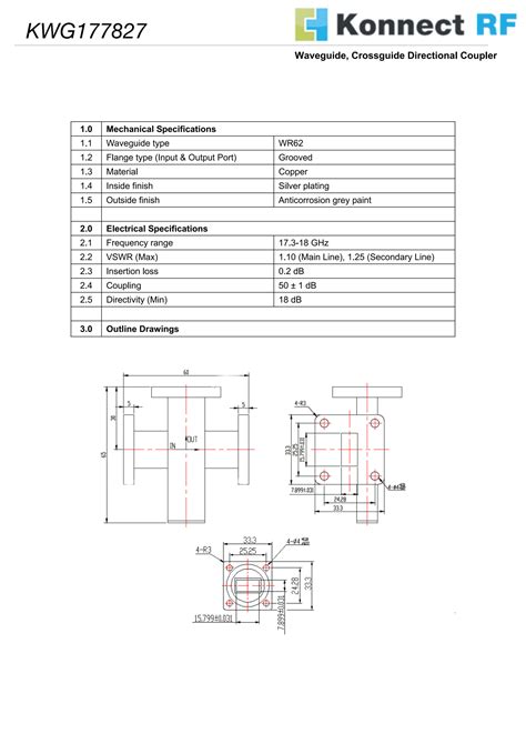 Waveguide Crossguide Directional Coupler Wr62 Input Cover Output