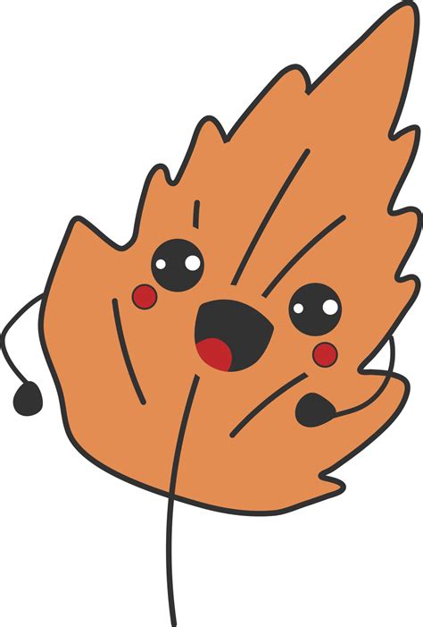 Cute Happy Funny Leaf With Kawaii Eyes Cartoon Cheerful Fall Mascot