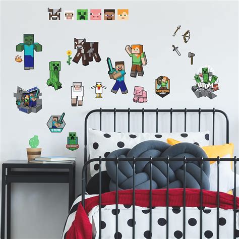 Roommates Rmk5366scs Minecraft Characters Peel And Stick Wall Decals