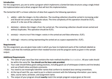 Solved Java Sorted Set Adt Program Help Base Code To