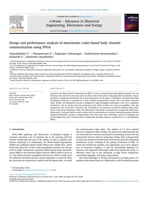 Pdf Design And Performance Analysis Of Manchester Coder Based Body