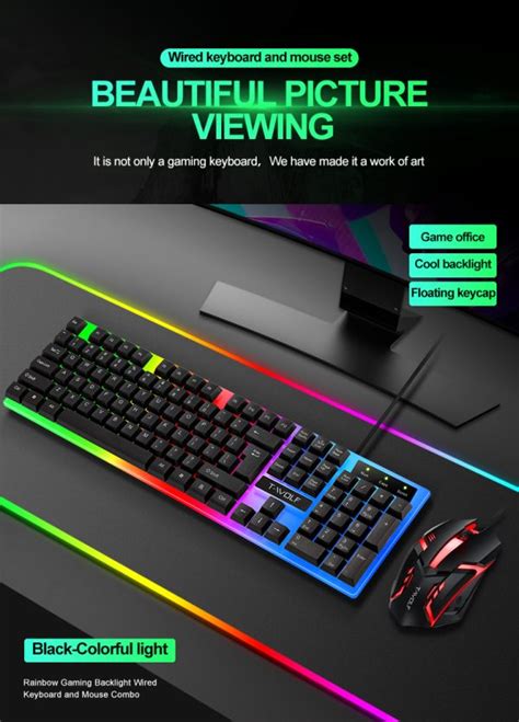 T Wolf Tf230 Computer Gaming Usb Backlit Led Wired Gaming Keyboard And Mouse Combo Vibe Gaming