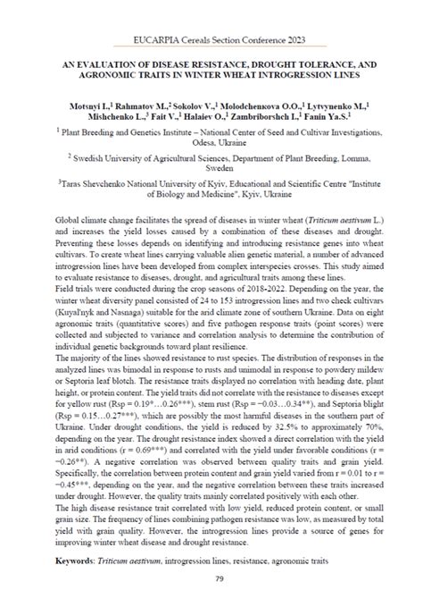 Pdf An Evaluation Of Disease Resistance Drought Tolerance And