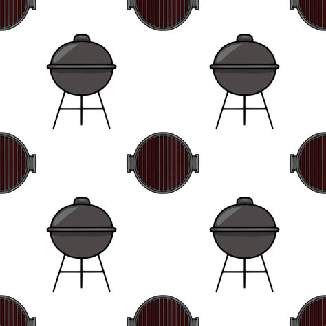 Seamless Pattern Featuring A Stylish Illustration Of Charcoal Grills And Their Grates Perfect