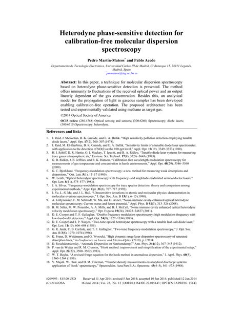 Pdf Heterodyne Phase Sensitive Detection For Calibration Free Molecular Dispersion Spectroscopy
