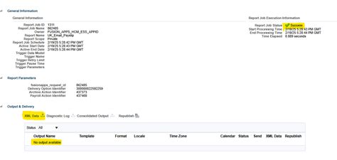 No Output Available With Report Status Success Oracle Analytics