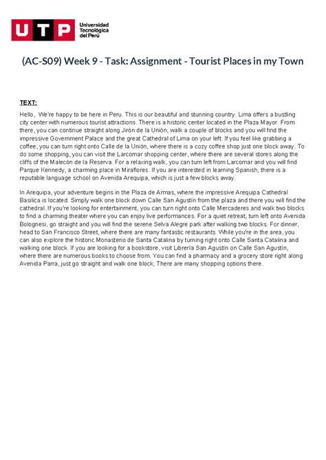 Week9 Ac S09 Week 9 Task Assignment Tourist Places In My Town