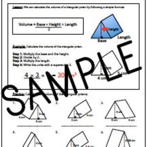 Volume Of Triangular Prisms Lesson Practice Questions 100 Editable Printable Teaching