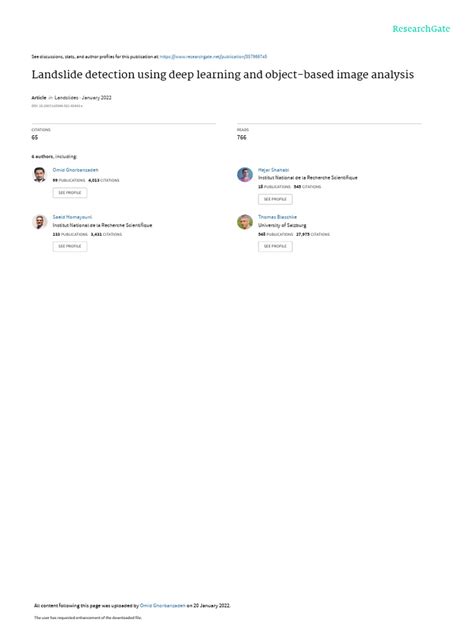 Landslide Detection Using Deep Learning And Object Based Image Analysis