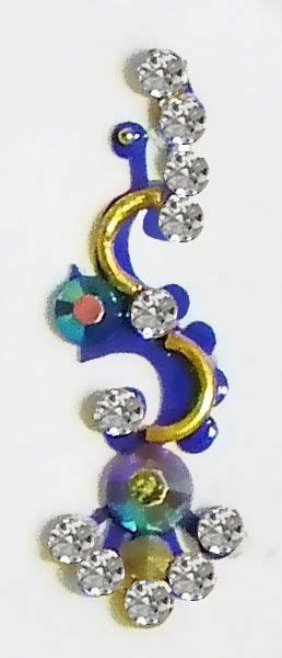 White Crystal On Blue Bindi