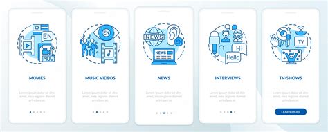 Premium Vector Video For Language Learning Onboarding Mobile App Page Screen With Concepts