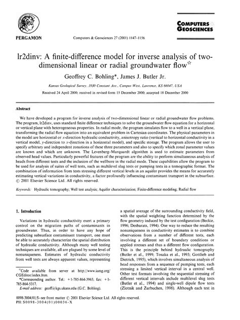 Pdf Lr2dinv A Finite Difference Model For Inverse Analysis Of Two Dimensional Linear Or