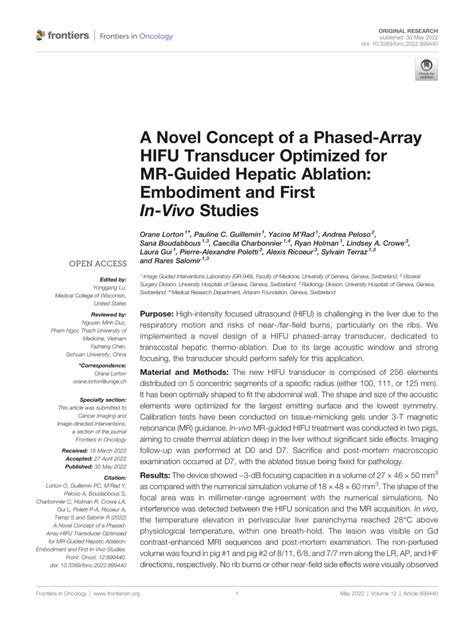 Pdf A Novel Concept Of A Phased Array Hifu Transducer Optimized For Mr Guided Hepatic Ablation