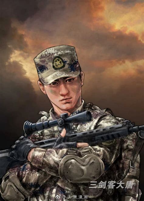 军人 军旅 帅气 绘画 插图 花瓣网