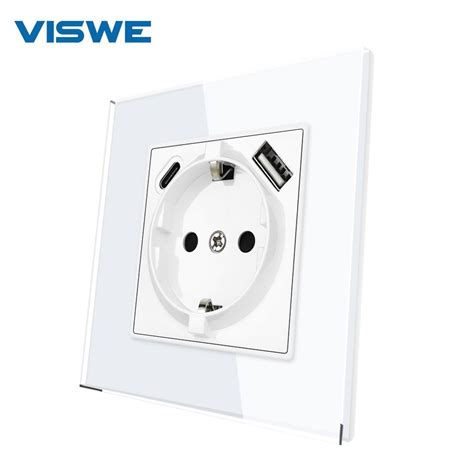 Одинарная розетка Usb Type C порта для зарядки 5v 2 1a с пылезащитным колпачком стеклянная