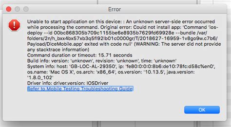 Unable To Start Application On This Device Crash While Executing Ios Deploy Command Archive