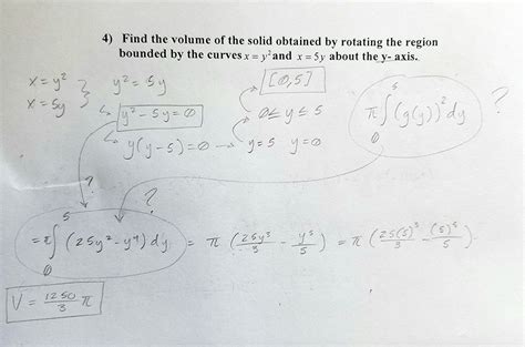 solved find the volume of the solid obtained by rotating the