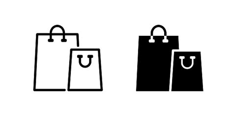쇼핑백 아이콘입니다 옷가게 벡터 일러스트 레이 션입니다 패션 숍 기호입니다 소매 부티크 간판입니다 손잡이 픽토그램이 있는 종이 패키지 가방에 대한 스톡 벡터 아트 및 기타