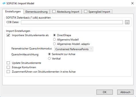 Import Dialog — Sofistik Bridge Modeler 2020