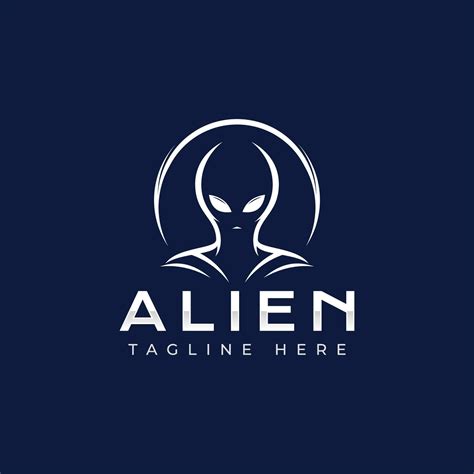 Alien Vector Logo Illustration Minimal Alien Logo On Dark Blue