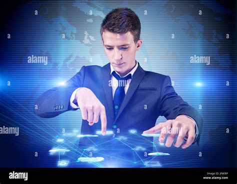 Man In Cloup Computing Concept Stock Photo Alamy